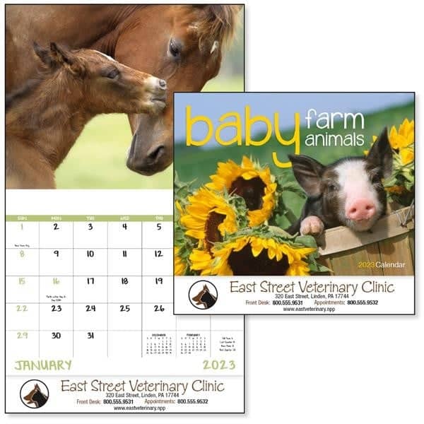 Baby Farm Animals Stapled 2023 Calendar | EverythingBranded Canada